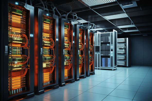 Premium AI Image | Server room with big database storing in ... Premium AI Image | Server room with big database storing in ...