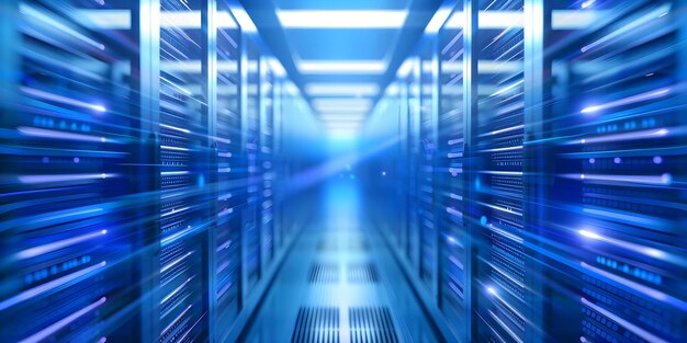 Server Room With Data Processing Elements Illustrating Cloud Computing And Server Usage Concept