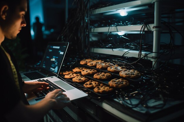 Premium Photo | Server sending cookies conveyor to end user laptop browser Premium Photo | Server sending cookies conveyor to end user laptop browser