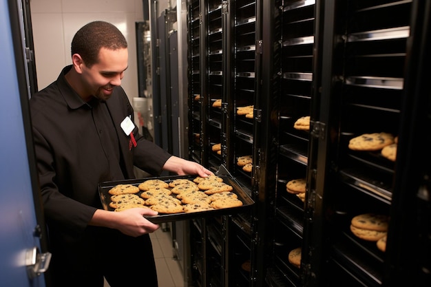 Premium Photo | Server sending cookies conveyor to end user laptop browser Premium Photo | Server sending cookies conveyor to end user laptop browser