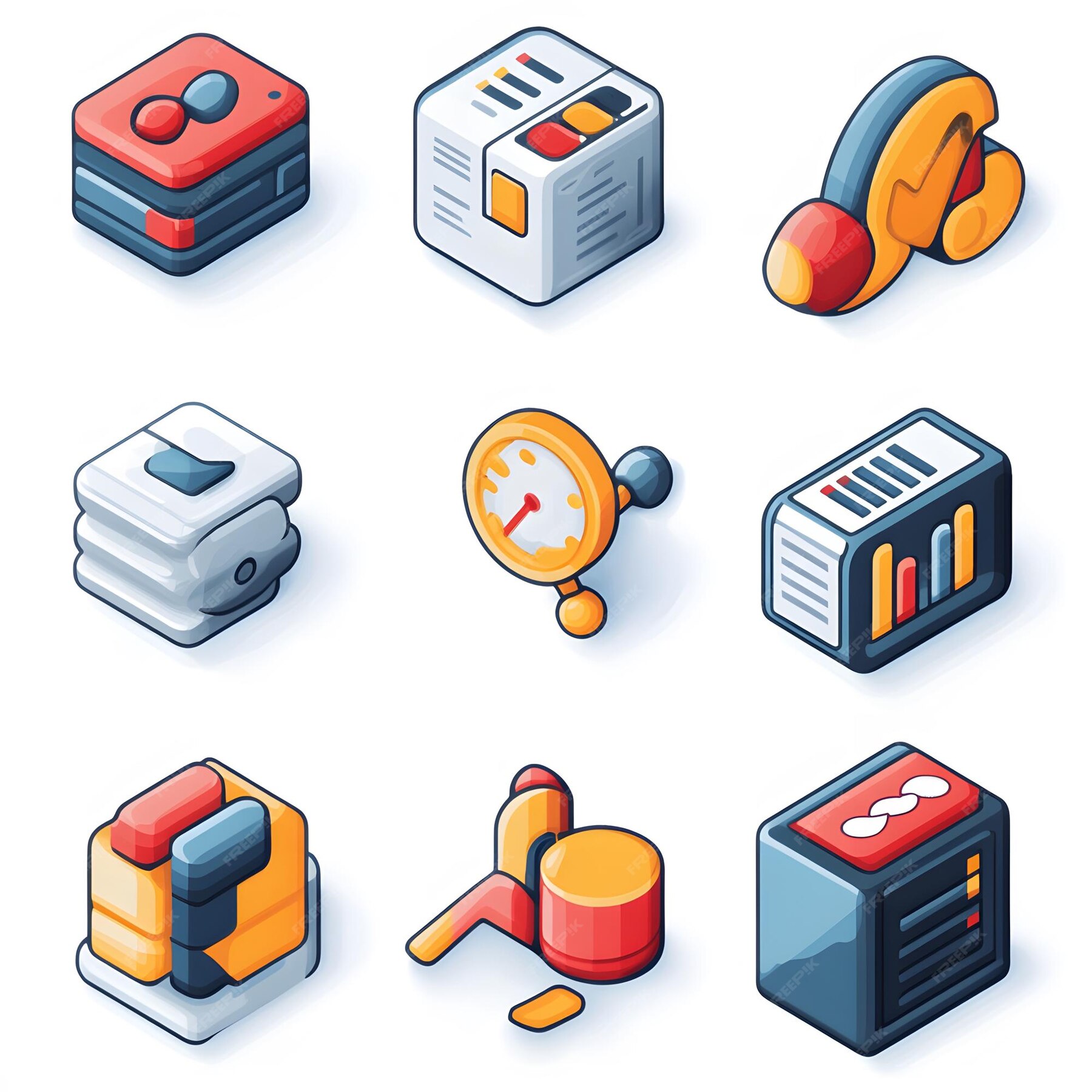 A set of data icons featuring elements like database symbols data ...
