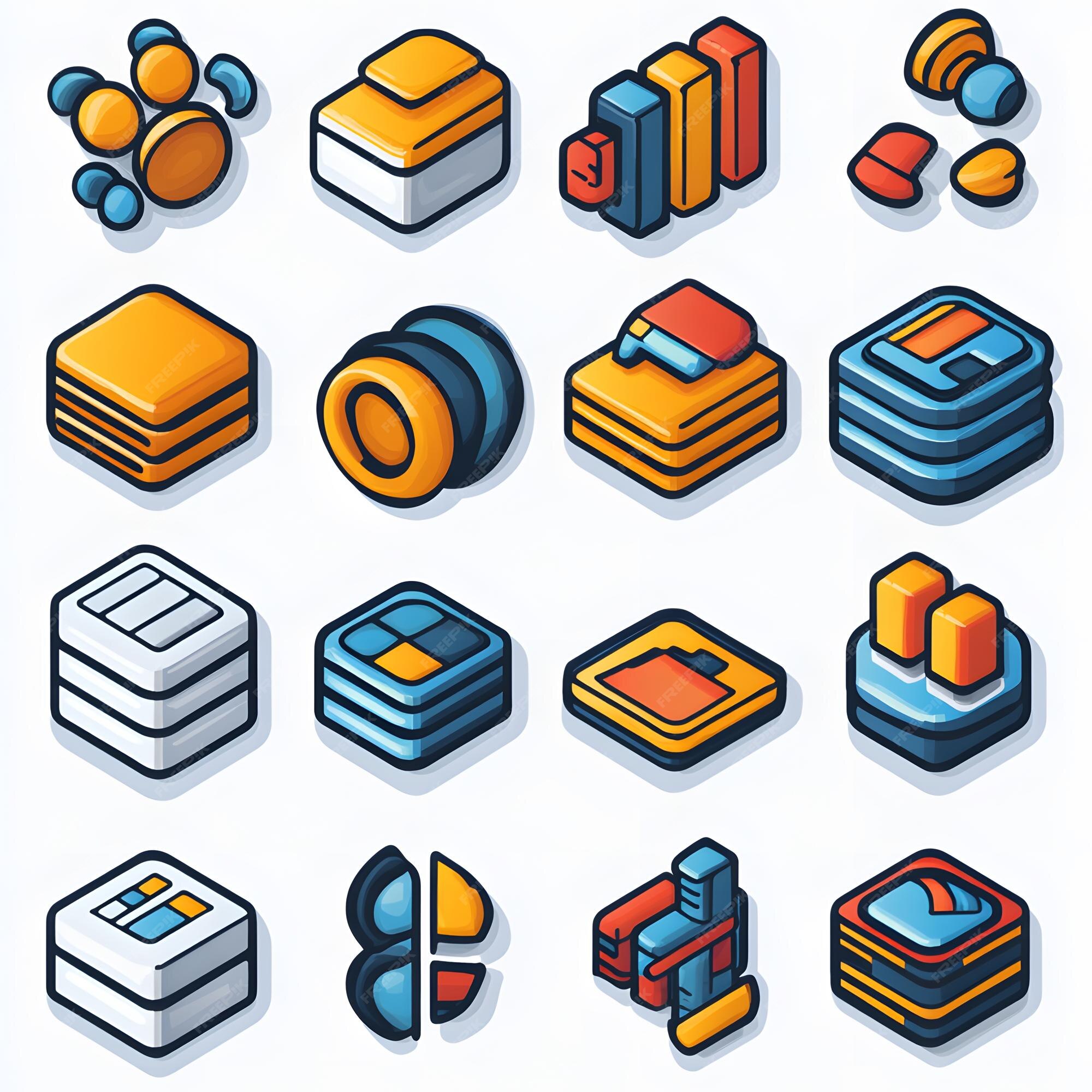 A set of data icons featuring symbols like database symbols analytics ...