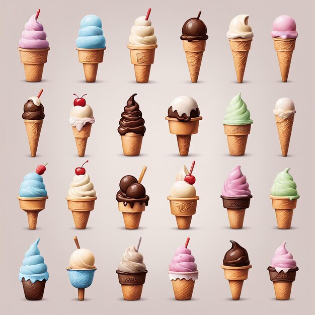 Premium Photo | Set of different types of ice creams in different ... Premium Photo | Set of different types of ice creams in different ...