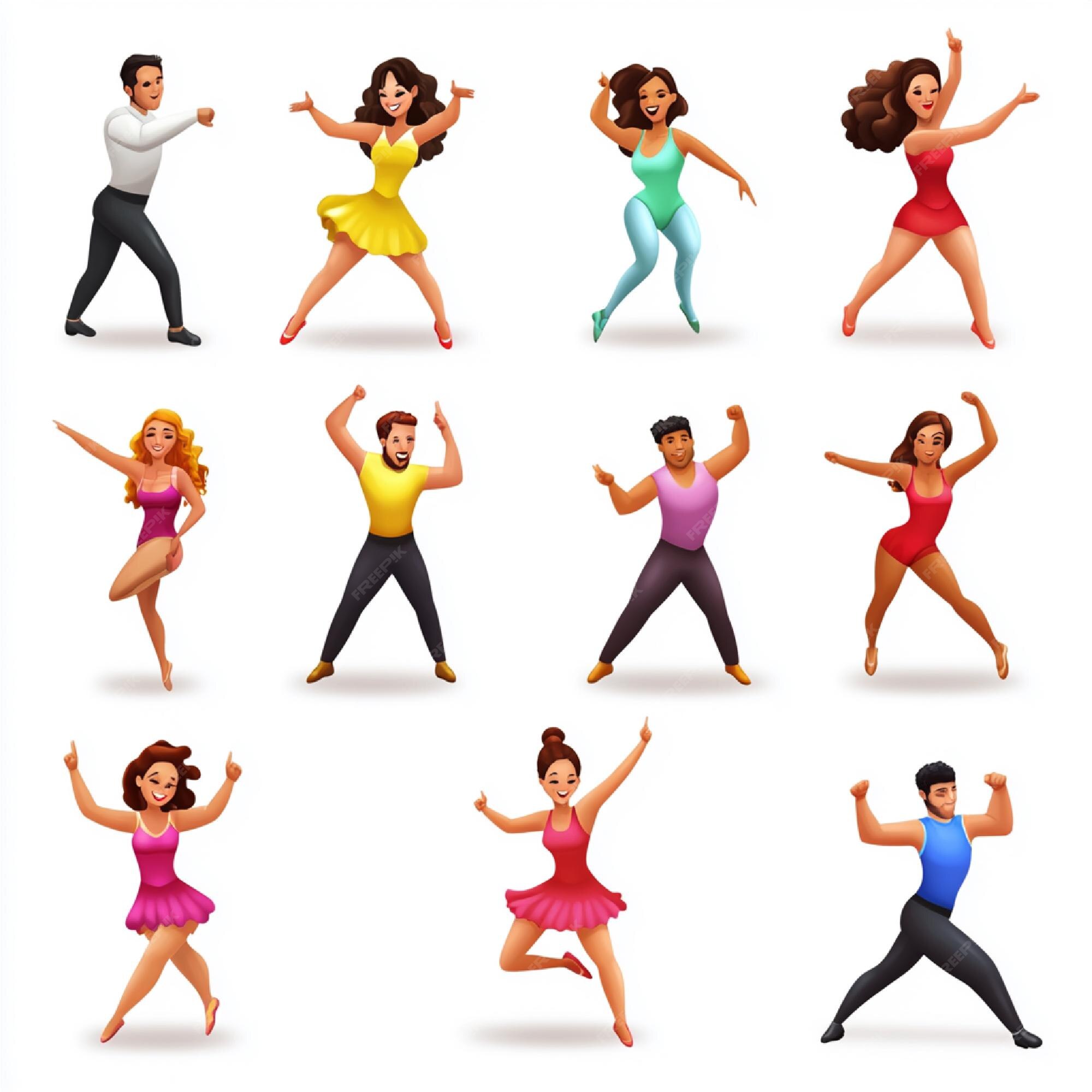A set of emojis showing different types of dance ballet hiphop salsa ... A set of emojis showing different types of dance ballet hiphop salsa ...