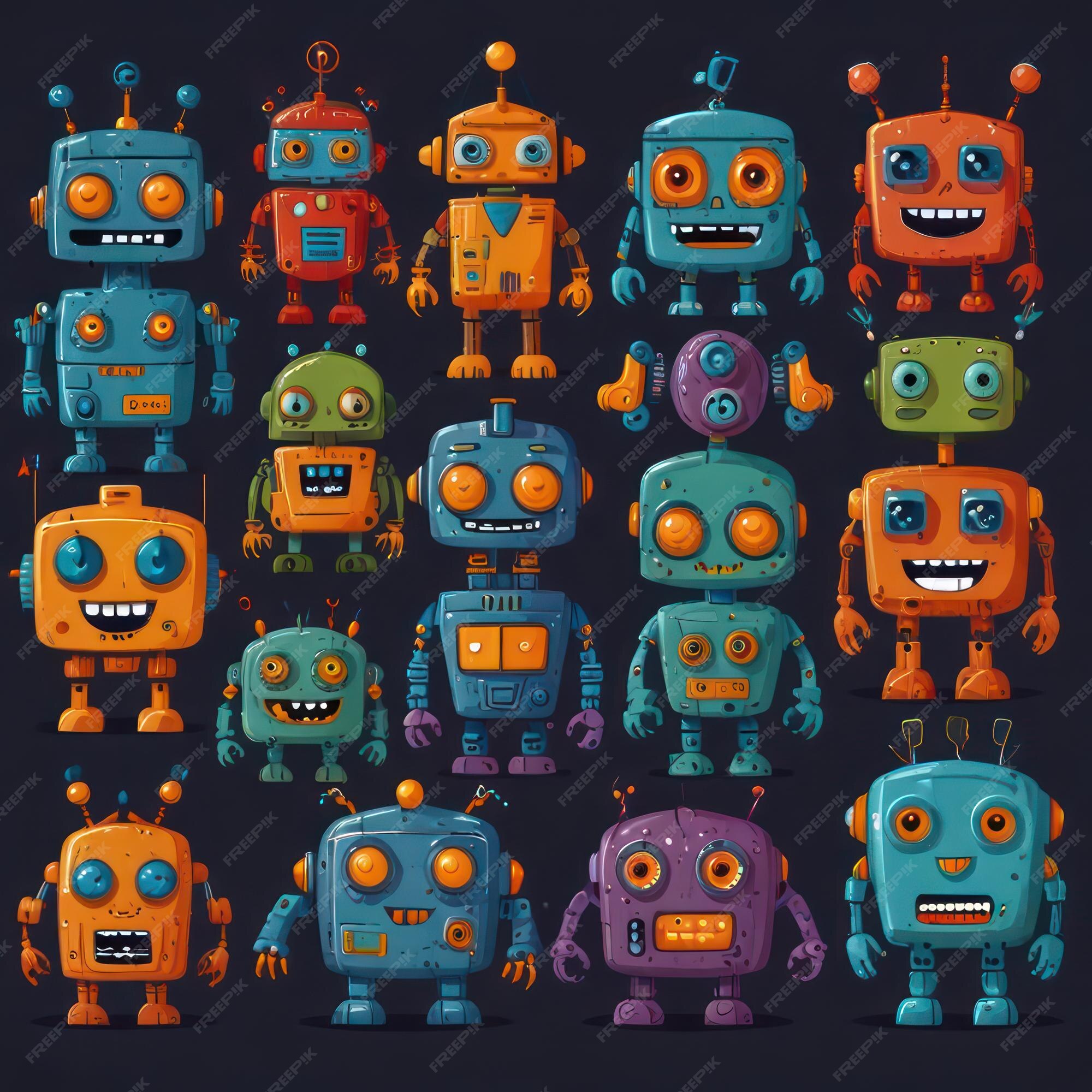A Set Of Friendly Robot Characters Each With Unique Designs And Colors Premium Ai Generated Image