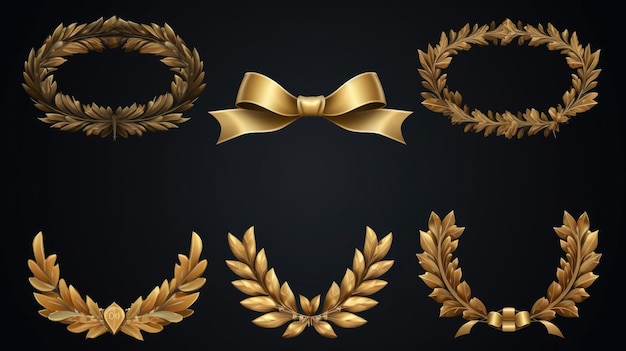 Premium AI Image | Set of golden ribbons laurel wreaths of different ... Premium AI Image | Set of golden ribbons laurel wreaths of different ...