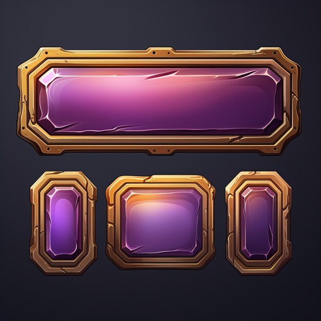 Premium Photo A Set Of Three Different Colored Glass Frames With A Gold Frame Generative Ai