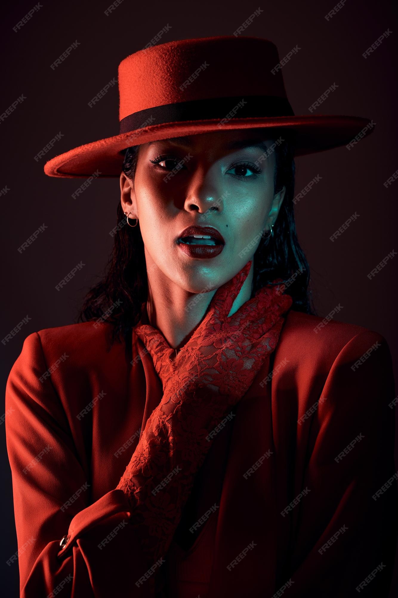 Premium Photo Sexy Fashion And Portrait Dark With Woman And Makeup Retro Style With Edgy