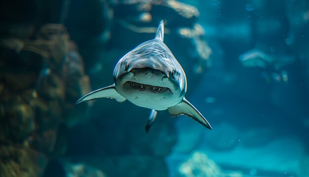 Premium Photo A Shark With A Mouth Full Of Teeth Is Underwater