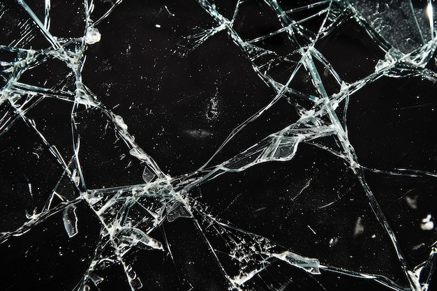 Premium Photo Shattered Black Glass Closeup View Of Fractured Glass Surface