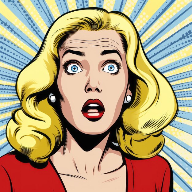 Premium Photo Shocked Blonde Woman In Comic Book Pop Art Illustration
