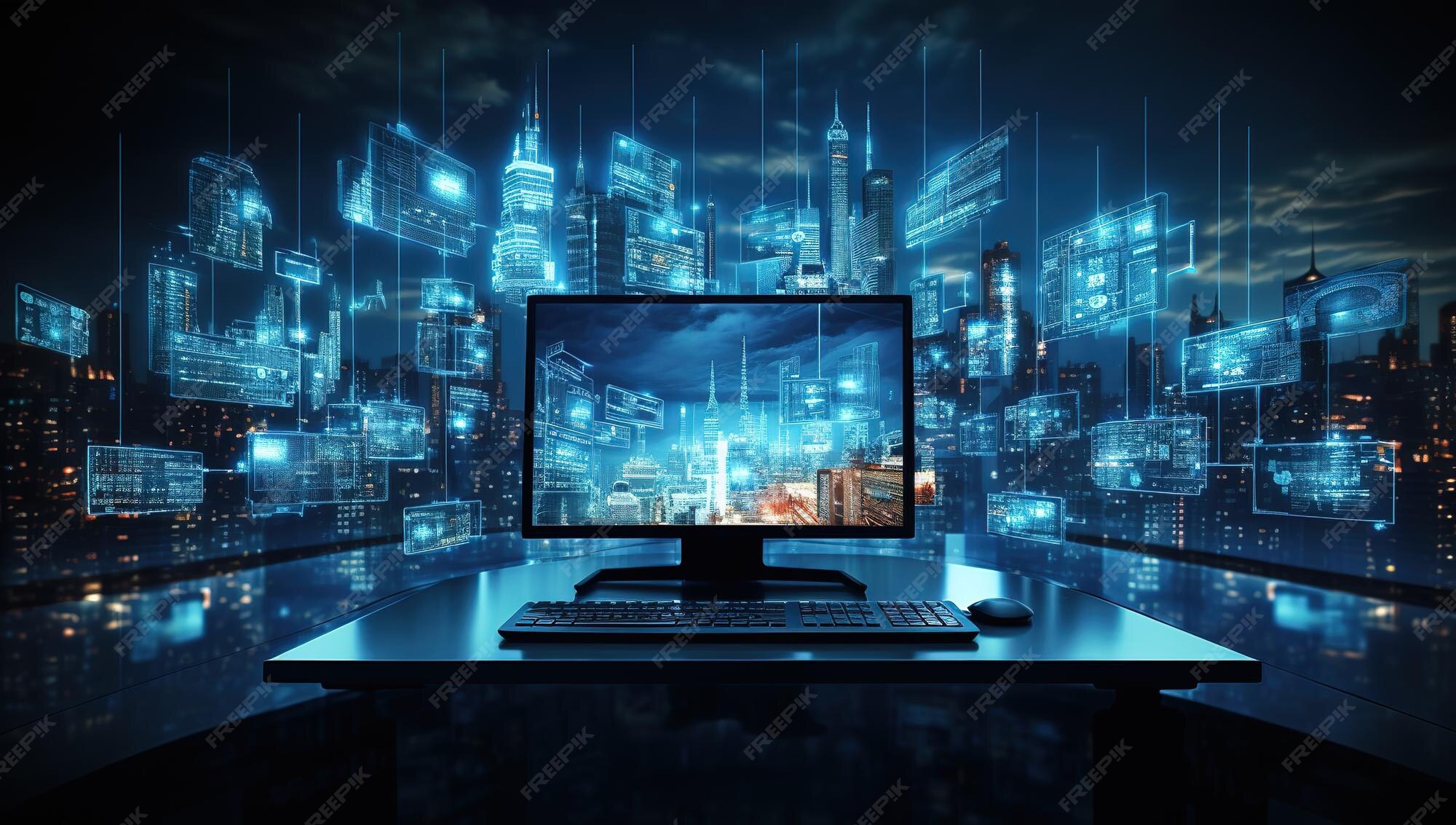 Premium Ai Image Shot Of Multiple Personal Computer Monitors Showing Coding Language Program