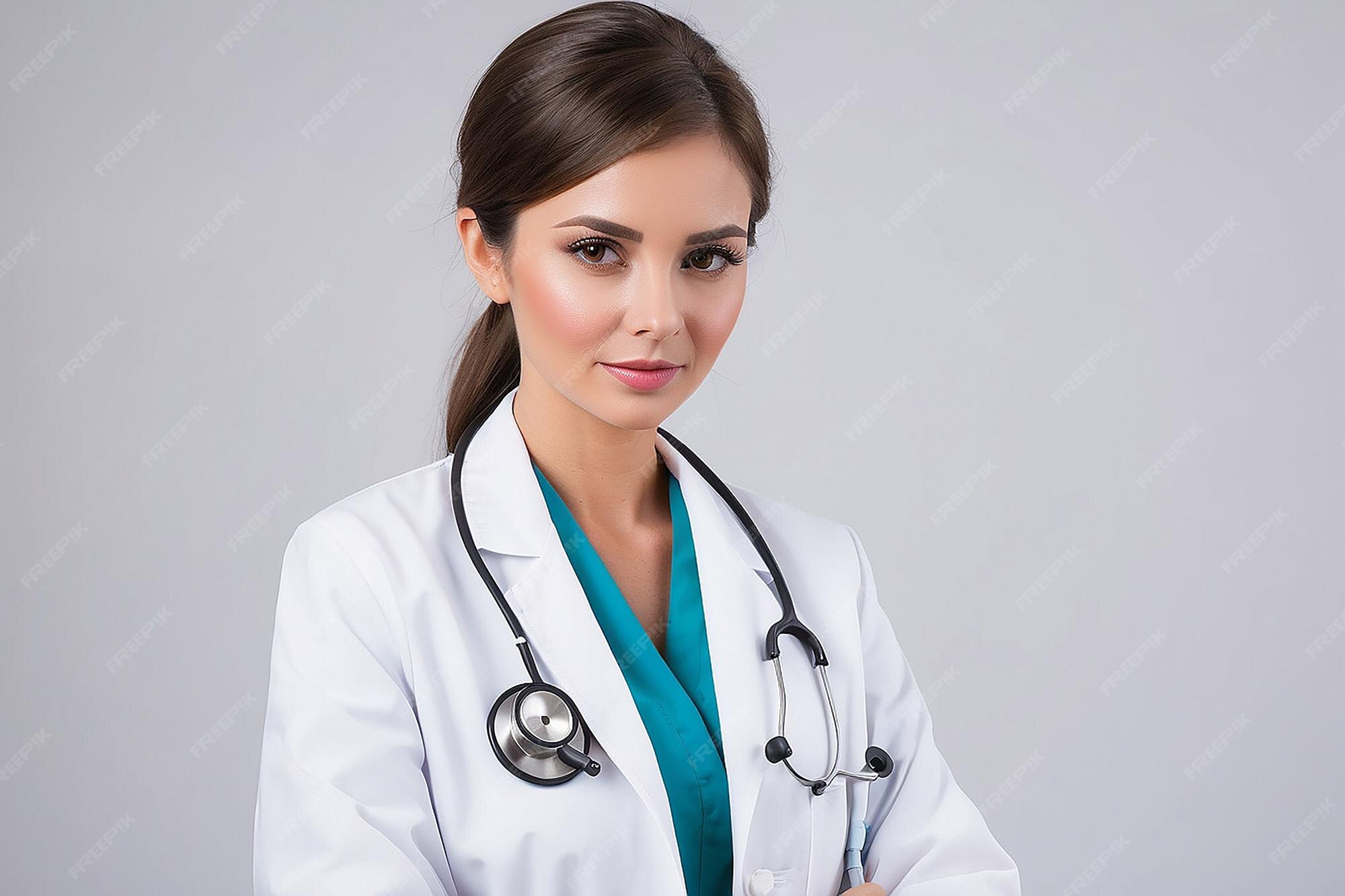 Premium Photo Shot Of Women Waring White Coat And Stethoscope Women