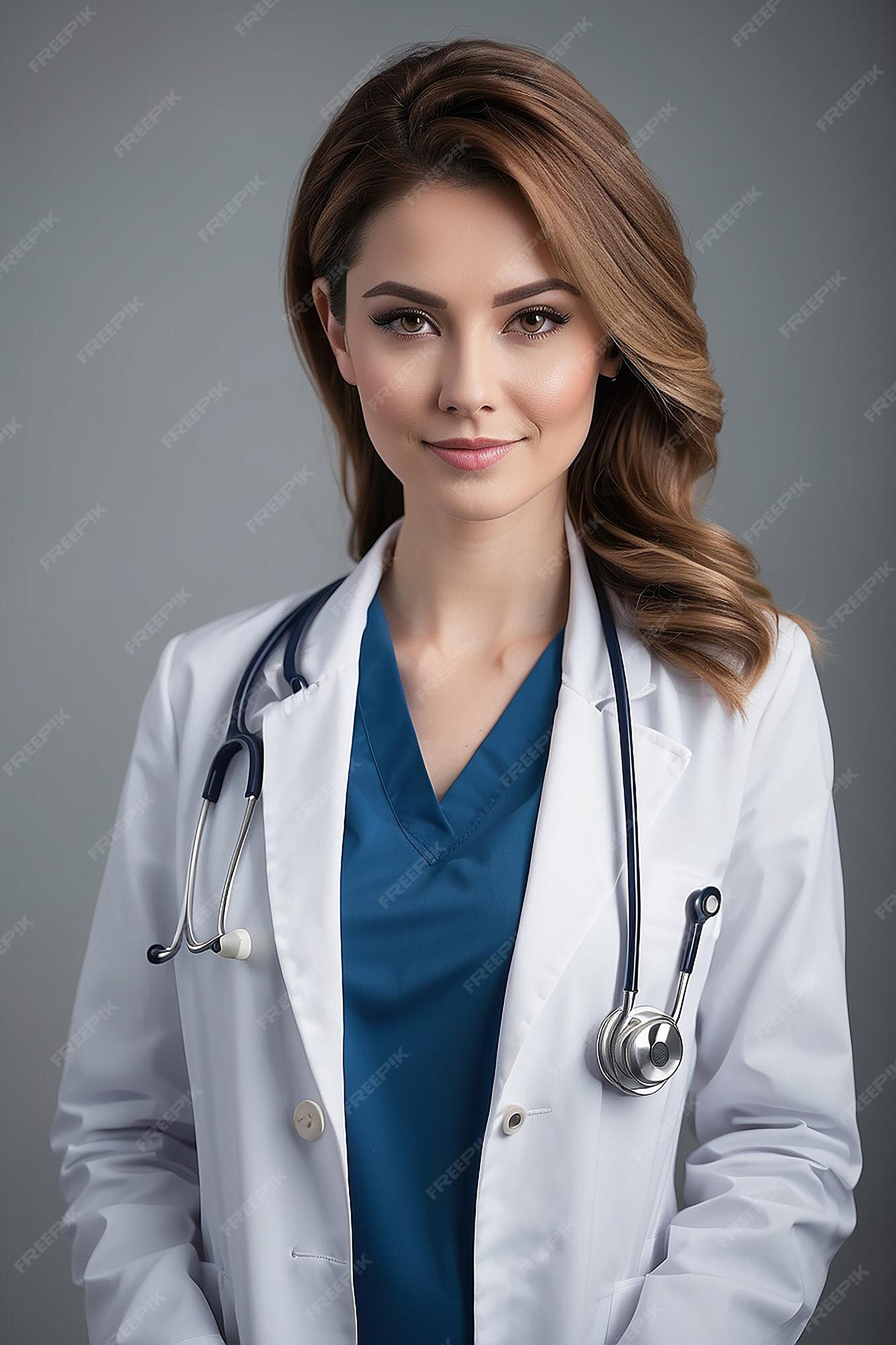 Premium Photo Shot Of Women Waring White Coat And Stethoscope Women
