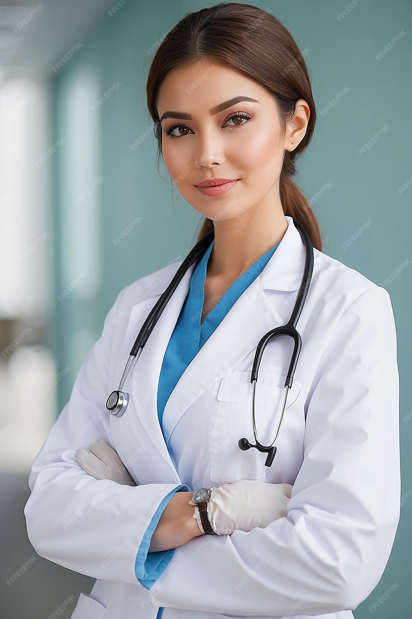 Premium Photo Shot Of Women Waring White Coat And Stethoscope Women
