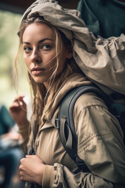 Premium AI Image | Shot of a young woman getting ready to go for a hike ... Premium AI Image | Shot of a young woman getting ready to go for a hike ...
