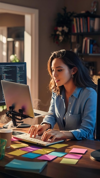 Premium Photo | Side view of attractive hispanic software developer ...