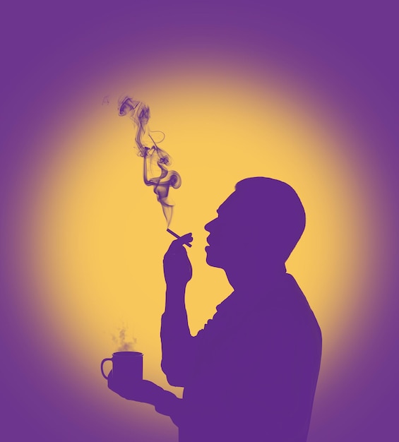 Premium Photo Side View Of Silhouette Man Smoking Cigarette Against