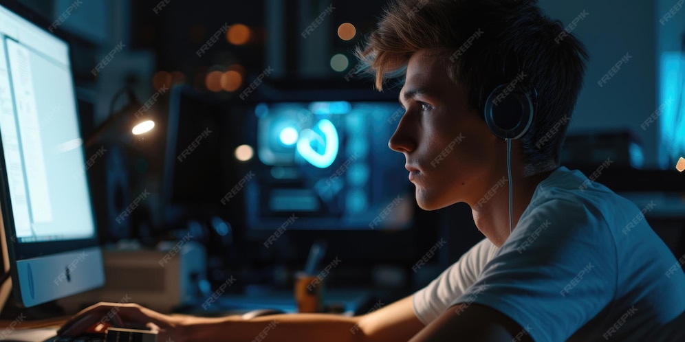 Side view of software developer coding program or engineering prompt aig | Premium AI-generated ...