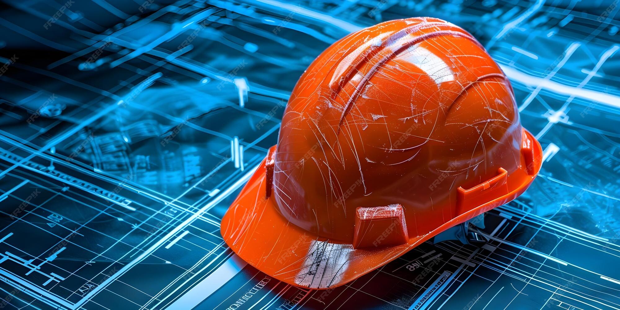 Premium Photo | The Significance of an Orange Hard Hat on a Blueprint ... Premium Photo | The Significance of an Orange Hard Hat on a Blueprint ...