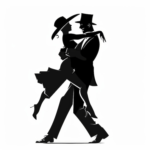 Silhouette Of A Couple Dancing Man Holding Woman In His Arms Premium