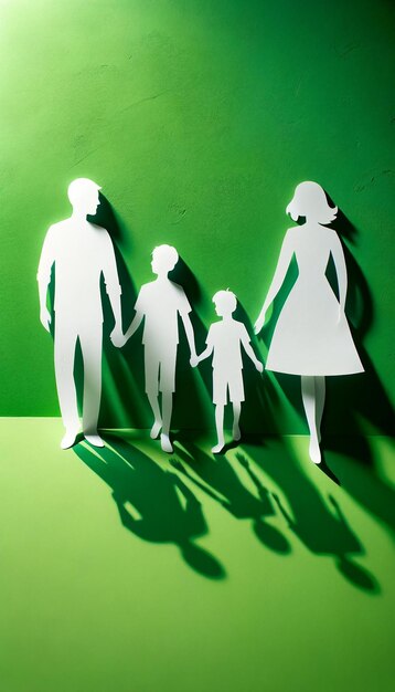 Premium Photo | Silhouette Family on Vibrant Green Background Premium Photo | Silhouette Family on Vibrant Green Background