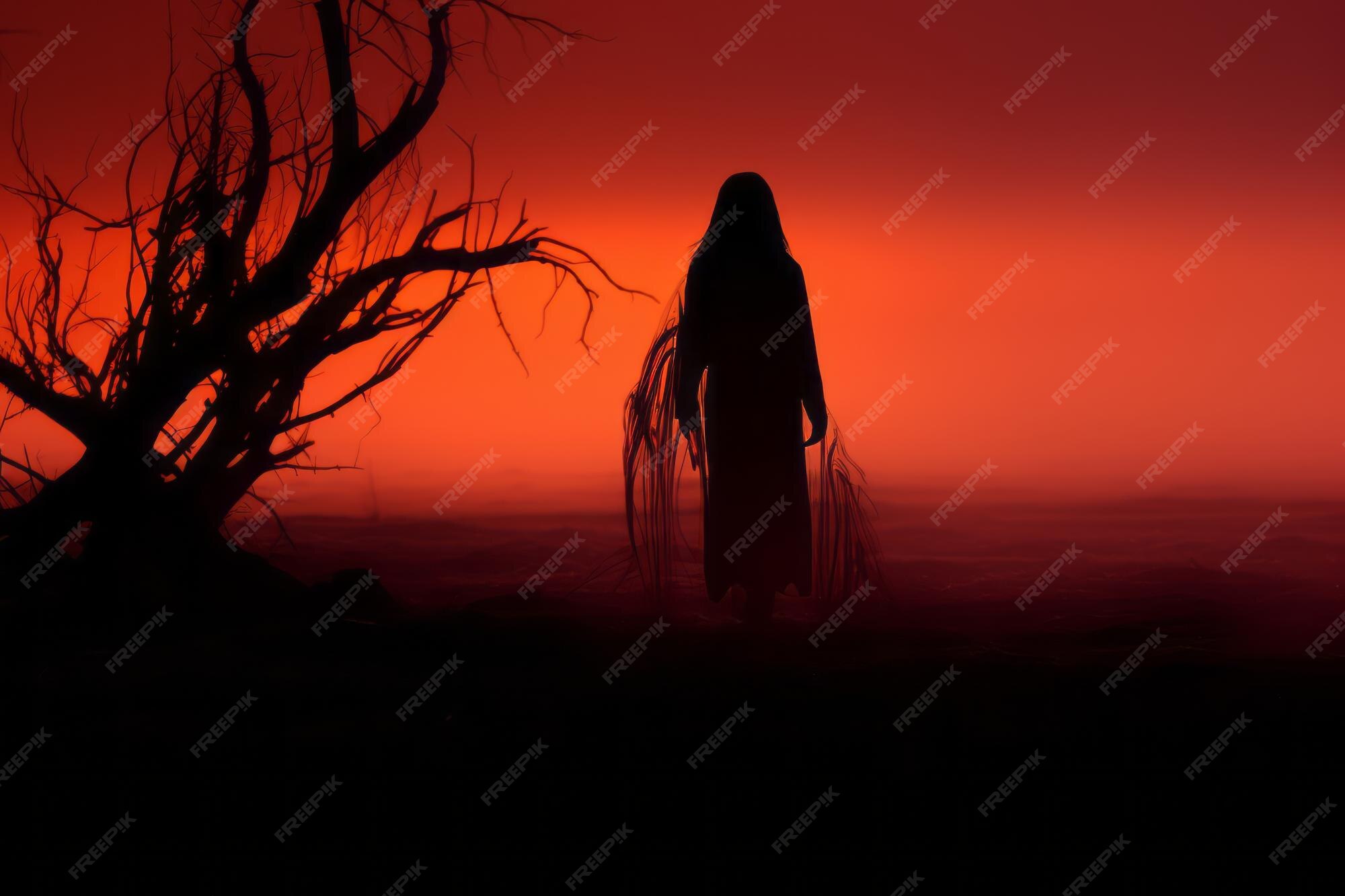 Premium Ai Image Silhouette Of A Woman Standing In Front Of A Tree At