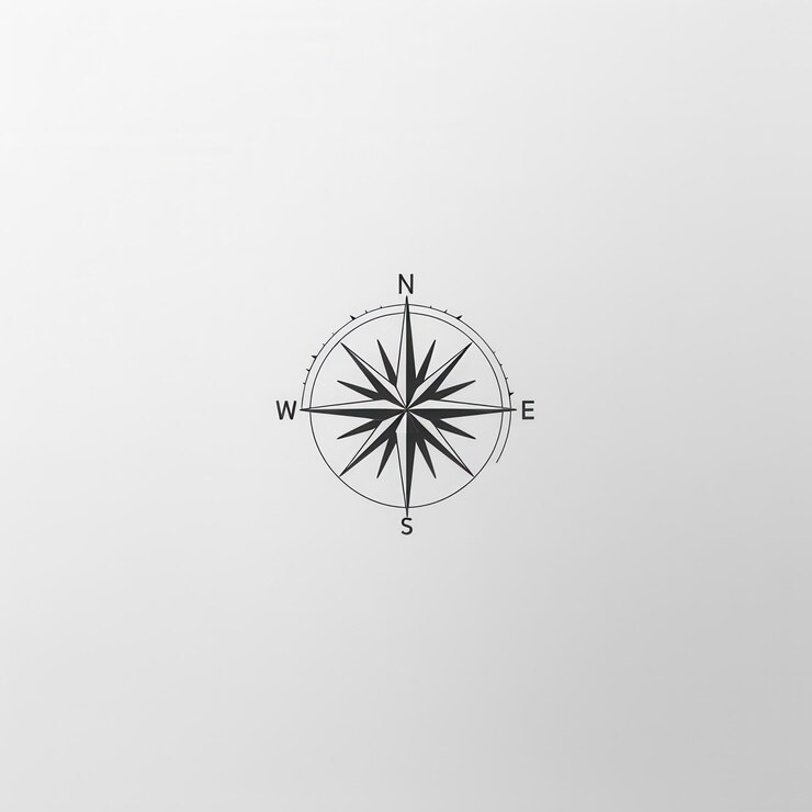 Premium Photo A Simple Minimalist Compass Rose Icon With Clear Lines Against A White