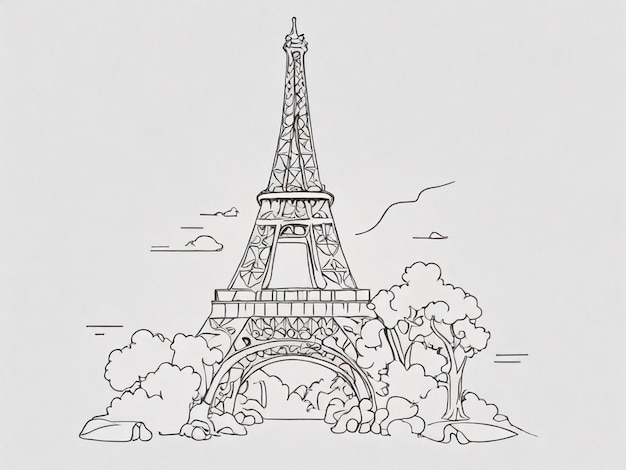 Single continuous line drawing eiffel tower | Premium AI-generated image Single continuous line drawing eiffel tower | Premium AI-generated image