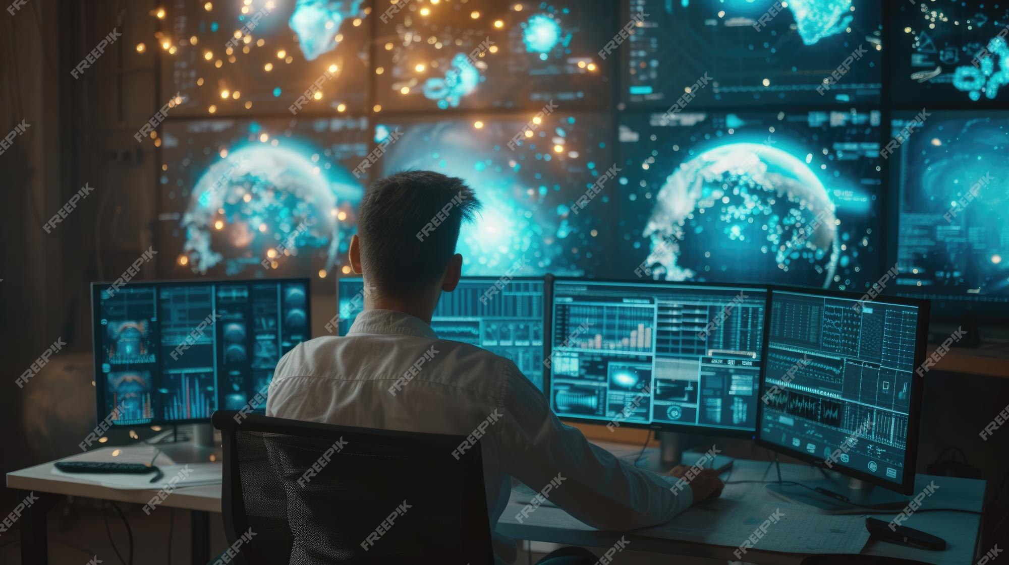 Premium Photo Skilled Programmer Coding Engineering Code While Sitting At Computer Aig
