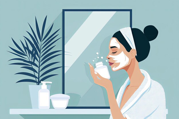 Premium Photo Skincare Routine Of Women Mask And Cream Application In