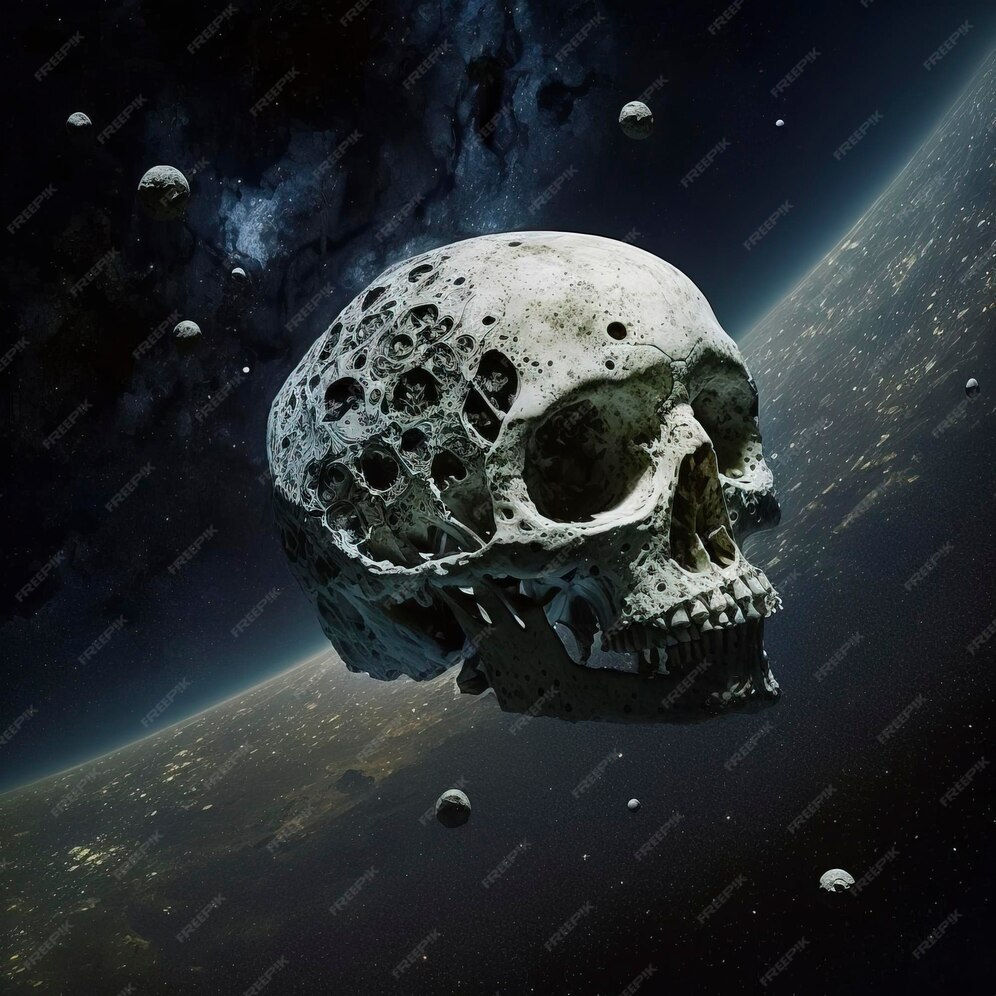 Premium AI Image | Skull, asteroid field floating in space Premium AI Image | Skull, asteroid field floating in space