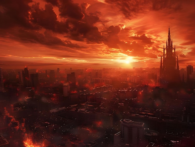 Premium Photo | Sky turned red apocalyptic vision Premium Photo | Sky turned red apocalyptic vision