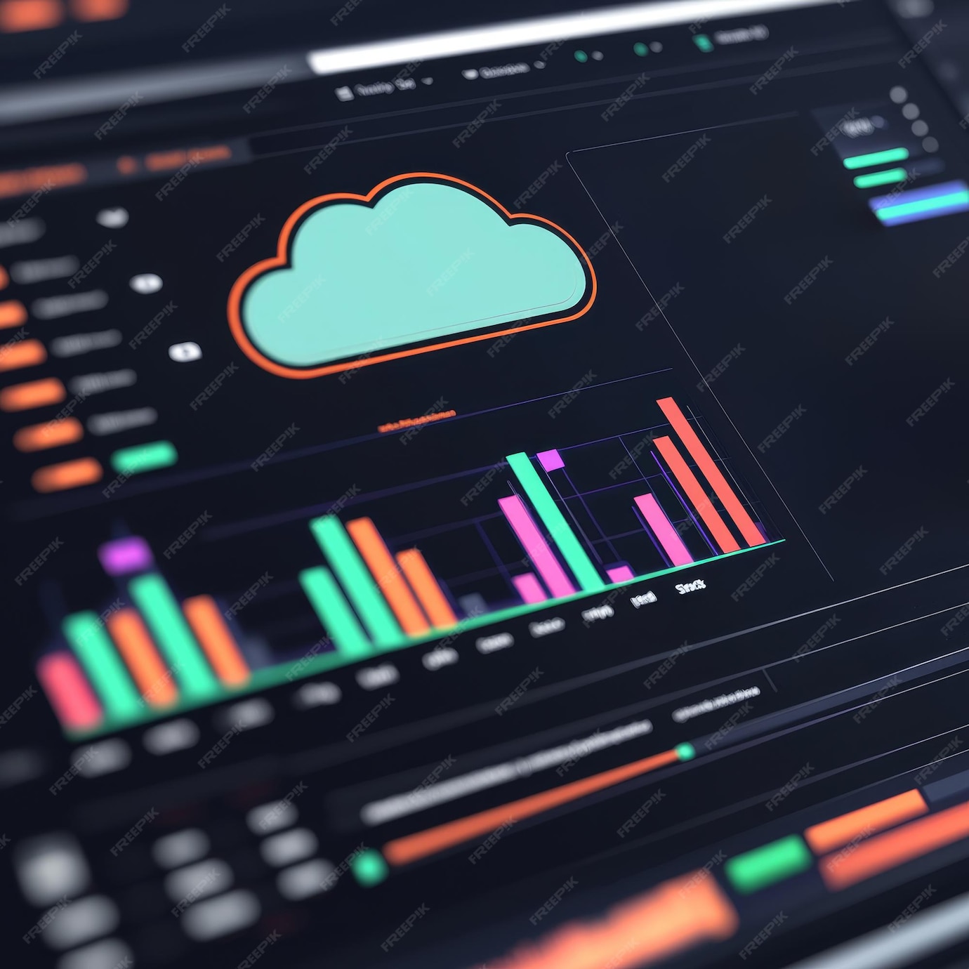 A sleek modern data analytics dashboard featuring colorful graphs cloud ...