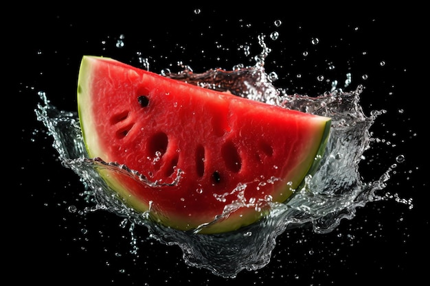 Premium Photo | A slice of watermelon is being splashed with water Premium Photo | A slice of watermelon is being splashed with water