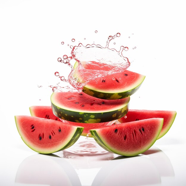 Premium AI Image | slices of watermelon are being splashed with water ... Premium AI Image | slices of watermelon are being splashed with water ...