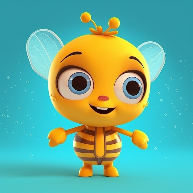 Premium Ai Image A Small Yellow Bee With Blue Eyes And A Black Stripe