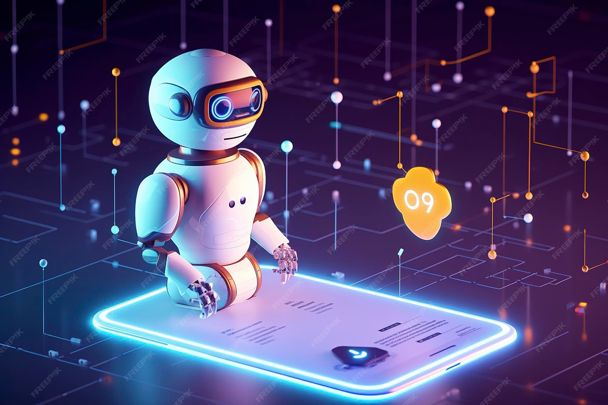 Smart City with robot system artificial intelligence Chat GPT chatbot AI Chatting with a smart ...