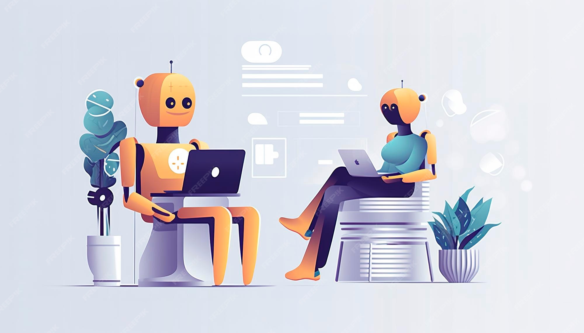 Smart City with robot system artificial intelligence Chat GPT chatbot AI Chatting with a smart ...