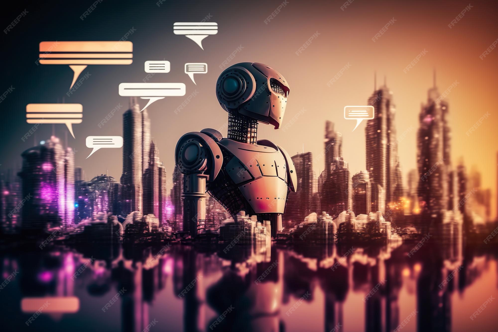 Premium Photo | Smart City with robot system artificial intelligence Chat GPT chatbot AI ...