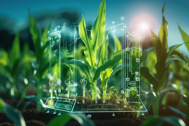 Premium Photo | Smart farming Growing seedling with infographics Smart ... Premium Photo | Smart farming Growing seedling with infographics Smart ...