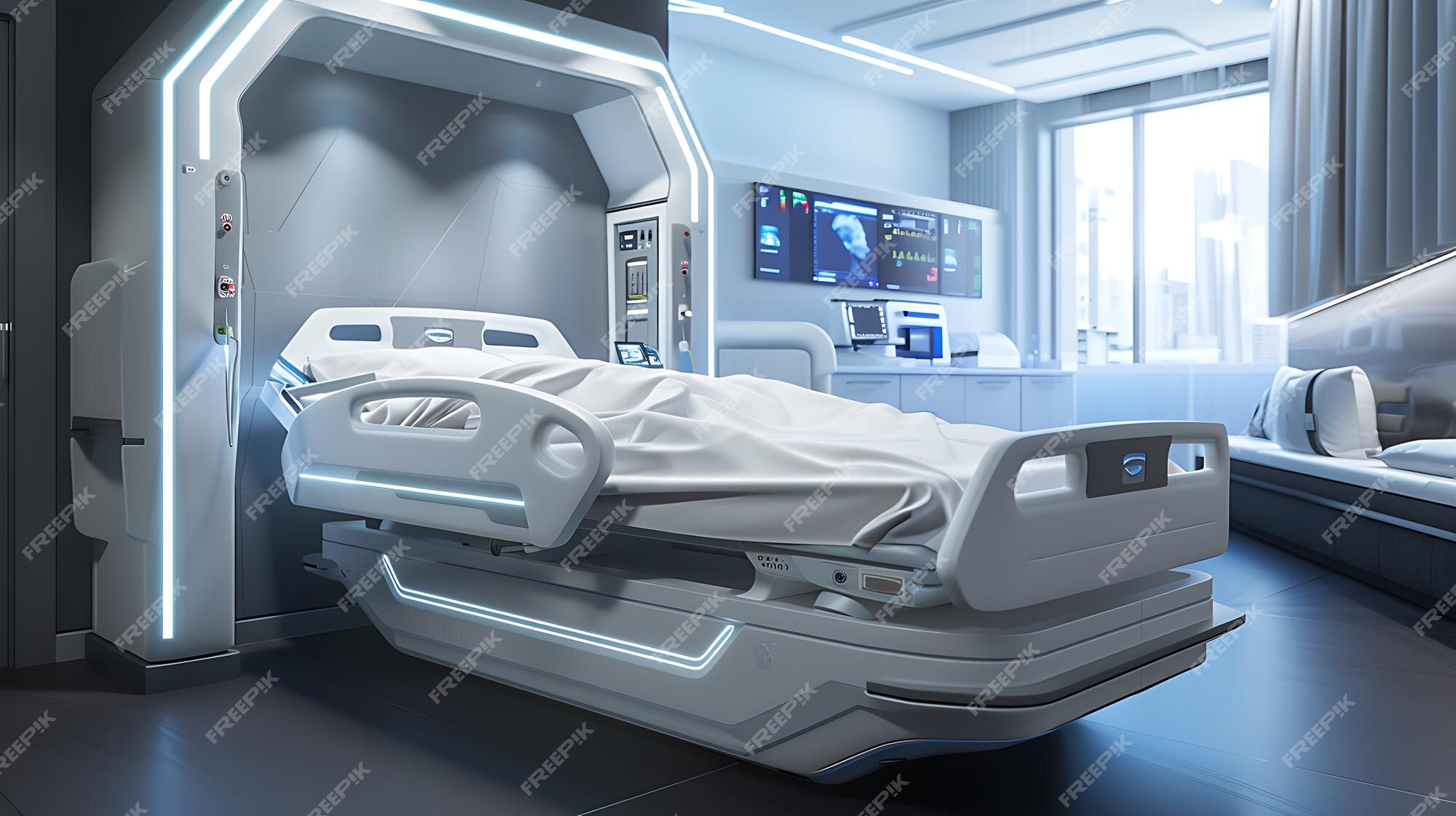 Smart Hospital Bed Equipped Sensor Patient Monitoring Comfort