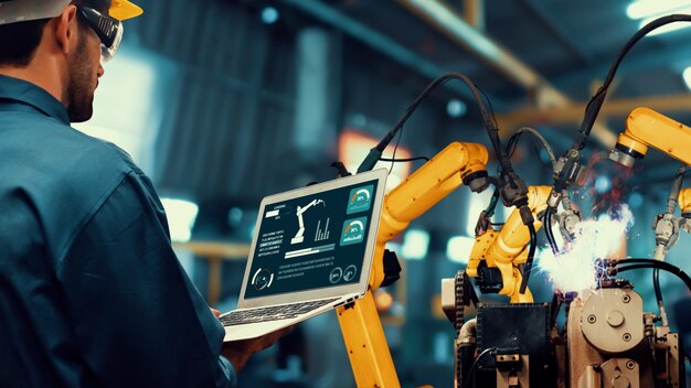 Premium Photo Smart Industry Robot Arms For Digital Factory