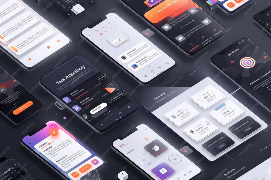 Premium Photo Smartphone Mobile App Interface Mockup With Ui Active Blocks And Connections Ack