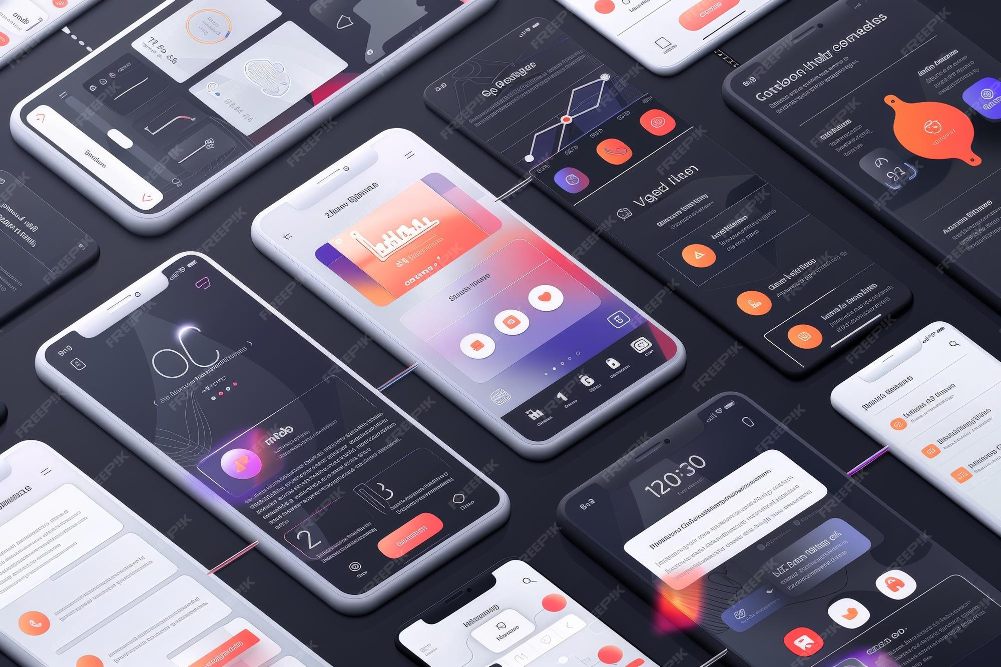 Smartphone Mobile App Interface Mockup With Ui Active Blocks And Connections Ack Of Ui Ux Gui