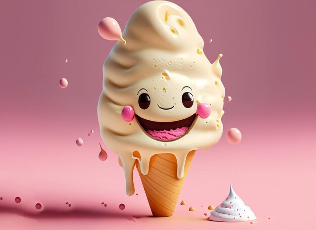 Premium AI Image | Smiley Vanilla Icecream On Pink Background World ... Premium AI Image | Smiley Vanilla Icecream On Pink Background World ...