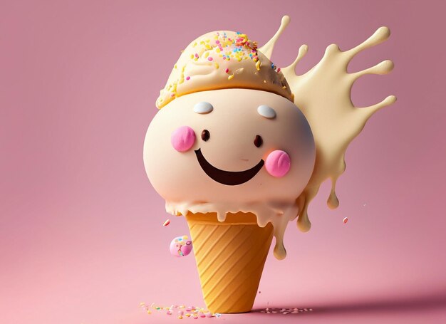 Premium AI Image | Smiley Vanilla Icecream On Pink Background World ... Premium AI Image | Smiley Vanilla Icecream On Pink Background World ...