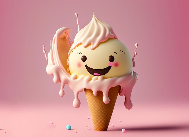Premium AI Image | Smiley Vanilla Icecream On Pink Background World ... Premium AI Image | Smiley Vanilla Icecream On Pink Background World ...