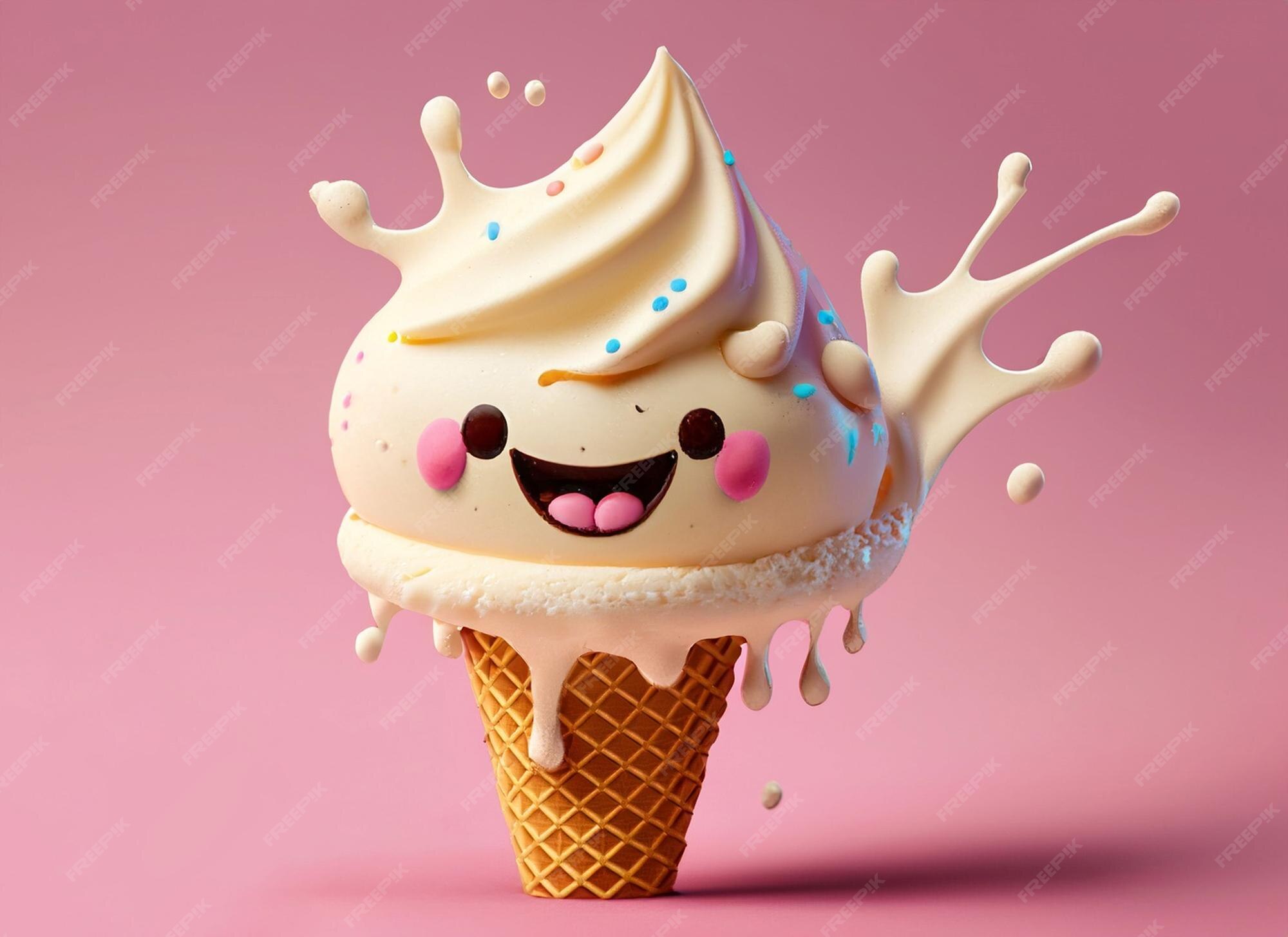 Premium AI Image | Smiley Vanilla Icecream On Pink Background World ... Premium AI Image | Smiley Vanilla Icecream On Pink Background World ...