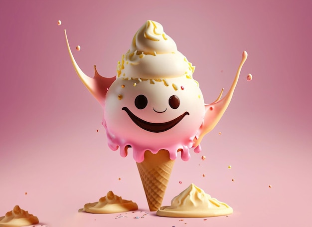 Premium AI Image | Smiley Vanilla Icecream On Pink Background World ... Premium AI Image | Smiley Vanilla Icecream On Pink Background World ...